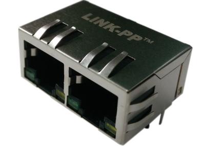 China Dual Port 10/100 RJ45 Magnetics ARJ12A-MASD-A-B-EMU2 Angle Right Connector for sale