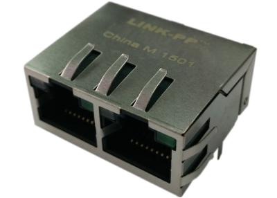 China XMH-SK04-G211031BNL Stackable 1x2 RJ45 10/100/1000 Mbps Connector W/ LED&EMI for sale