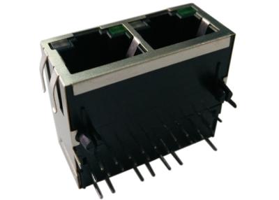 China XRJH-02T-N-LC3-5N0 Stackable 1x2 RJ45 10/100/1000 Mbps Connector With LED for sale