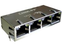 China Multi-port RJ45 1000Base-T RJMG214021210NR Gigabit, 4 Ports, Led1 Gr Led2 Yl for sale