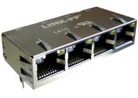 China 1000Base-T Rj45 RJMG214024110NR Gigabit 1x4 Ports Led1 Bi Gr/yl Led2 Yl for sale