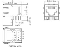 China XF0246-COMBO1-4MS Magnetic RJ45 Jack Female Modular Plug for sale