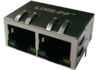 China HFJ12-1G41ER-L11RL FastJack 1x2 Tab-Down Ganged Gigabit RJ45 W/LED for sale