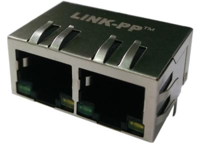 China HFJ12-1G41ER-L11RL FastJack 1x2 Tab-Down Ganged Gigabit RJ45 W/LED for sale