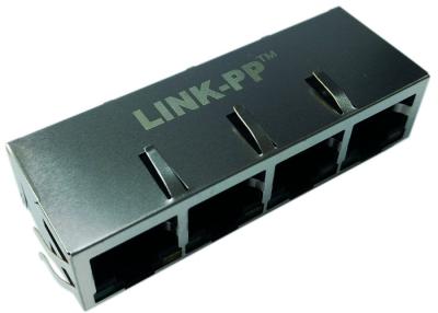 China Multi-port RJ45 XFATM2SA-CLxu4-4MS 1x4 10/100Base-T Connector Shield W/LED for sale