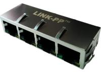 China Rj45 1x4 10/100Base-T XFATM9HTVS-CLxu4-4MS Lan Jack Shield W/LED for sale