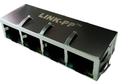 China Rj45 1x4 10/100Base-T XFATM9HTVS-CLxu4-4MS Lan Jack Shield W/LED for sale