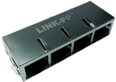 China Quad Port Rj45 10/100Base-T XFATM9KTVS-CLxu4-4MS Lan Jack Shield W/LED for sale
