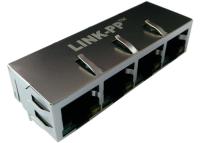 China Quad Port Rj45 1000Base-T XFGIB100-CLxu4-4MS Gigabit Jack Shield W/LED for sale