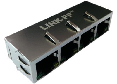 China Quad Port Rj45 1000Base-T XFGIB100-CLxu4-4MS Gigabit Jack Shield W/LED for sale