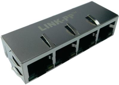 China Quad Port Rj45 1000Base-T XFGIG8C-CGTZGG4-4MS Gigabit Jack Shield W/LED for sale