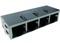 China Rj45 1x4 10/100Base-T XFMATM2R-CLxu4-4MS Lan Jack Shield W/LED for sale