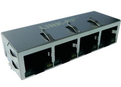 China Rj45 1x4 10/100Base-T XFMATM2R-CLxu4-4MS Lan Jack Shield W/LED for sale