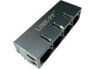 China Rj45 Quad Port Connector XFATM6-COMBO4-4 10/100Base-T Shield Tab-down for sale