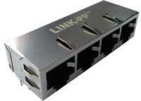 China Rj45 Quad Port Connector XFATM6-COMBO4-4S 10/100Base-T Shield Tab-down for sale