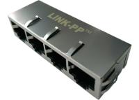 China Rj45 Quad Port Connector XFATM6A-COMBO4-4MS 10/100Base-T Shield Tab-down for sale