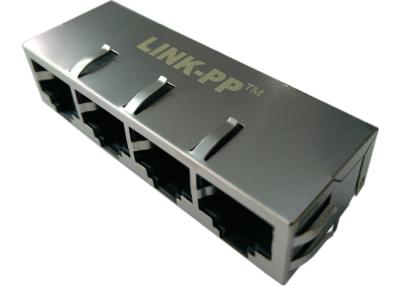 China Rj45 Quad Port Connector XFATM6A-COMBO4-4MS 10/100Base-T Shield Tab-down for sale