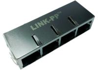 China AR14-3828 1X4 RJ45 Connector 10/100 BaseT, LED G/Y, EMI Fingers, Tab Down for sale
