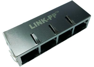 China AR14-3828 1X4 RJ45 Connector 10/100 BaseT, LED G/Y, EMI Fingers, Tab Down for sale