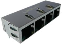 China 1X4 RJ45 Connector AR14-3756I LED G/Y, 10/100 EMI Fingers, Tab Down for sale