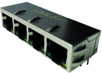 China 1X4 RJ45 Connector AR14-3759I LED G/Y, 10/100 EMI Fingers, Tab Down for sale