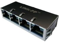 China RJMG214034430NR Multi-port RJ45 Connector 1000Base-T 1x4 Quad Port Tab-up for sale