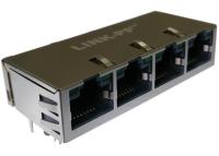 China RJMG214034460NR Multi-port RJ45 Connector 1000Base-T 1x4 Quad Port Tab-up for sale