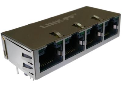 China RJMG214034460NR Multi-port RJ45 Connector 1000Base-T 1x4 Quad Port Tab-up for sale