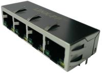 China HFJ14-1G11ER-L11RL Multi-port 1x4 Tab-Down Ganged Gigabit RJ45 Connector for sale
