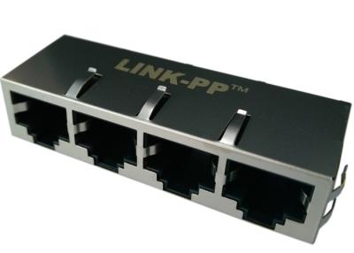 China HFJ14-1G41ERL Multi-port 1x4 Tab-Down Ganged Gigabit RJ45 Connector for sale