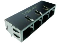 China 1x4 Female PCB Jack Quad Port 1000Base-T RJ45 Connector HFJ14-1G41ER-L11RL for sale