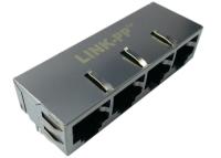China 1x4 Tab-Down Quad Port 1000Base-T RJ45 Connector HFJ14-1G46ERL for sale