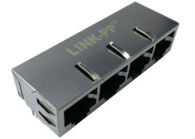 China 1x4 Tab-Down Quad Port 1000Base-T RJ45 Connector HFJ14-1G46ERL for sale