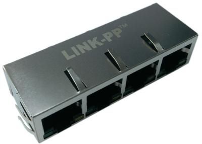 China Female RJ45 1x4 Shield W/LED Quad Port 1000Base-T HFJ14-E1G46ER-L11RL for sale
