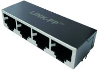 China Multi-port RJ45 1x4 Tab-Down HFJ14-E1G41ERL Quad Port 1000Base-T Connector for sale