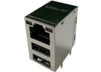 China LPJU3101AHNL LPJU5103BONL RJ45 USB Connector Combo Shield Stacked for sale