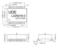 China UDE L22N018-0 10G Base - T Single Port LAN Filter SMD Ethernet Magnetic Transformer for sale