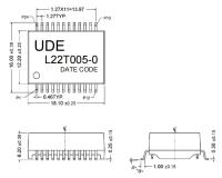 China L22T005-0 1G Base - T Transformer Modules UDE Single Port SMD LAN Filter for sale
