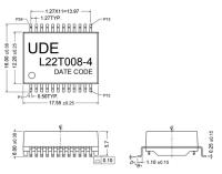 China UDE L22T008-4 Single Port 1000 Base - T Ethernet Magnetic Transformers LAN Filter PoE 90W for sale