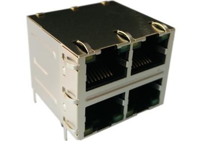 China LPJ27434AGNL MagJack 10/100 Base-T, 2X2 RJ45 Yellow & Green LED for sale