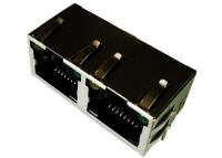 China LPJE201A47NL Cross 2 xRj45 XRJM-S-02-8-8-A Female Jack 8P8C Shield W/LED for sale