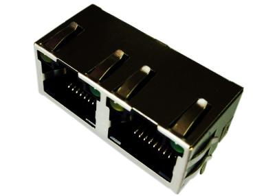 China LPJE201A47NL Cross 2 xRj45 XRJM-S-02-8-8-A Female Jack 8P8C Shield W/LED for sale
