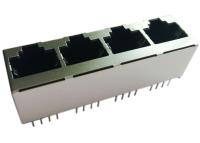 China LPJEF5240DNL 1x4 Port Vertical RJ45 Jack 180 Degree Top Entry for sale