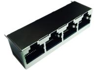 China LPJEF5240DNL 1x4 Port Vertical RJ45 Jack 180 Degree Top Entry for sale