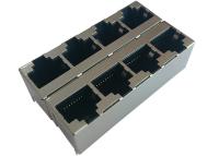 China 2x4 Vertical Mounting Stacked 8P8C RJ45 Jack 180 Degree THT Solder for sale