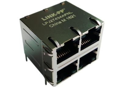 China LPJ27434AFNL Stacked 2x2 RJ45 Cross XMH-2216D3042-1 Connector 4x10/100Mbps for sale