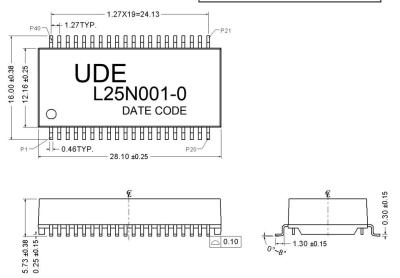 China L25N001-0 Dual Port 100 Base - T Lan Filter Ethernet Magnetic Transformer 40Pin for sale