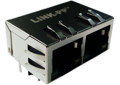 China 7499221121 Multi-port RJ45 1x2 100Base-T Dual Port With LED Shielded Tabs for sale