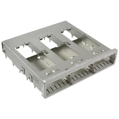 China 2173238-1 ZQSFP+ Cage 1x3 Port Press Fit Through Hole Modular Jack for sale