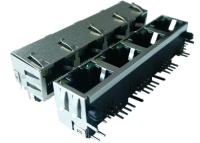 China E5J88-24CJ25-L / E5J88-24CJ24-L Rj45 Side Entry LED Ganged Jack 4 Ports for sale